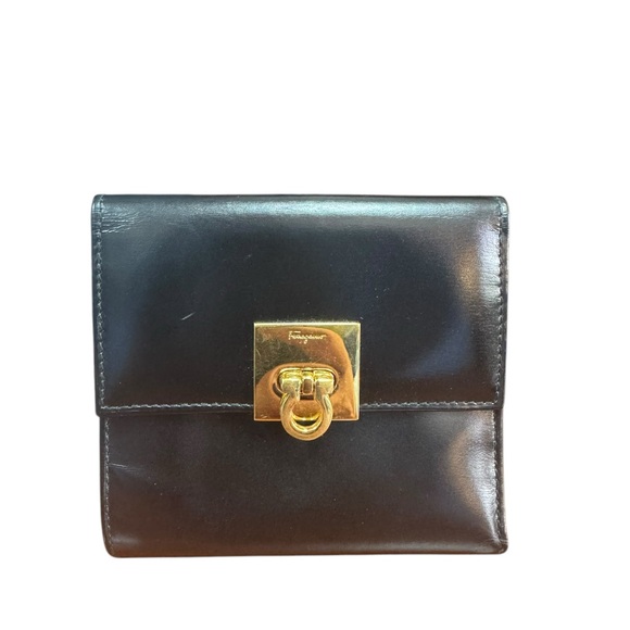 Salvatore Ferragamo | Bags | Ferragamo Black Leather Wallet With ...
